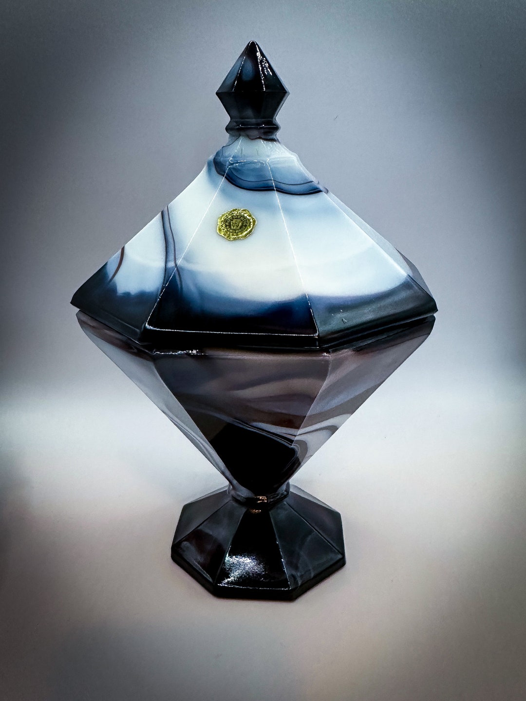 Vintage Westmoreland Slag Glass Purple Lidded Candy Dish Etsy