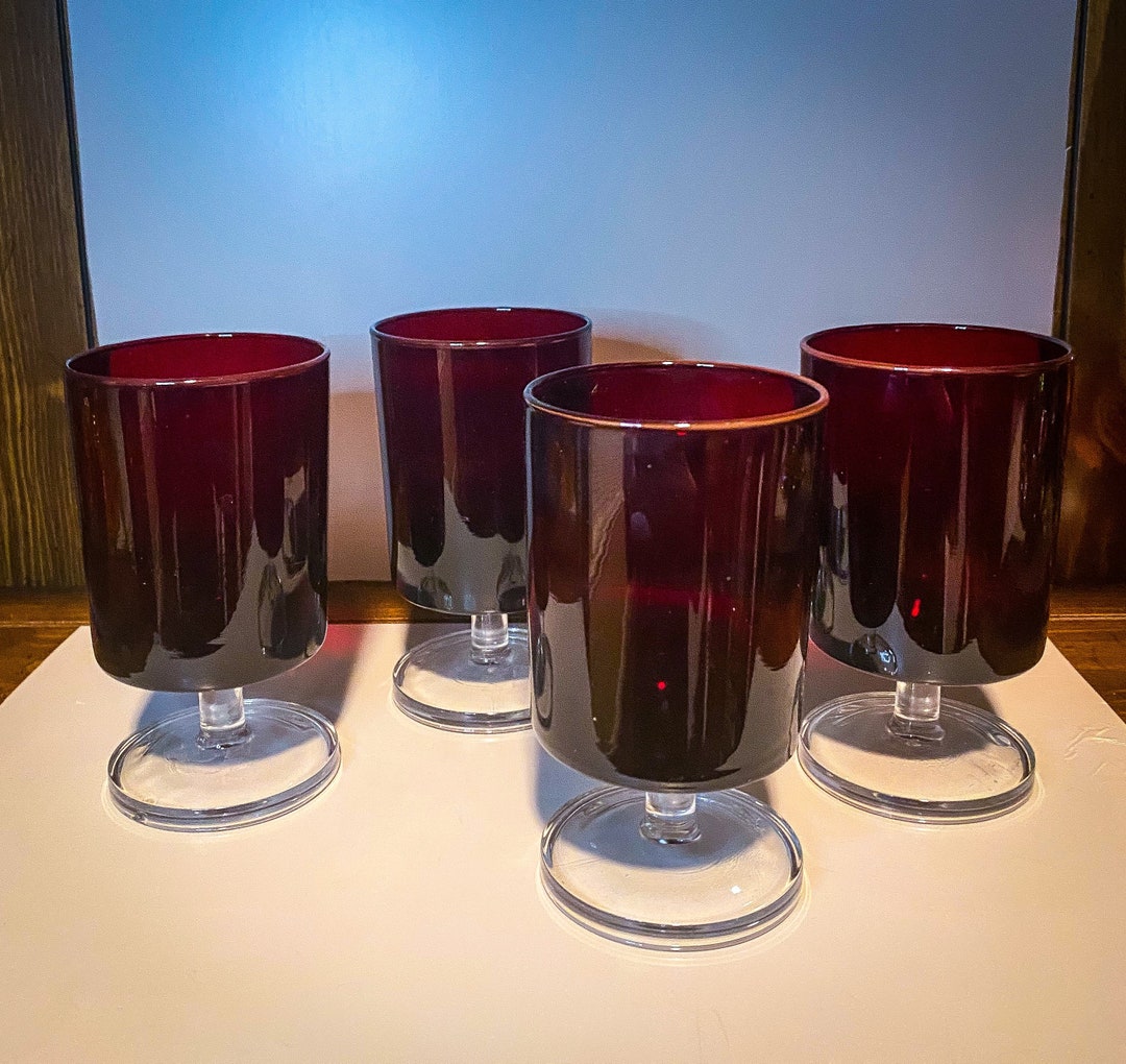 Vintage Luminarc Cavalier Ruby Red Glasses Set of 4 - Etsy