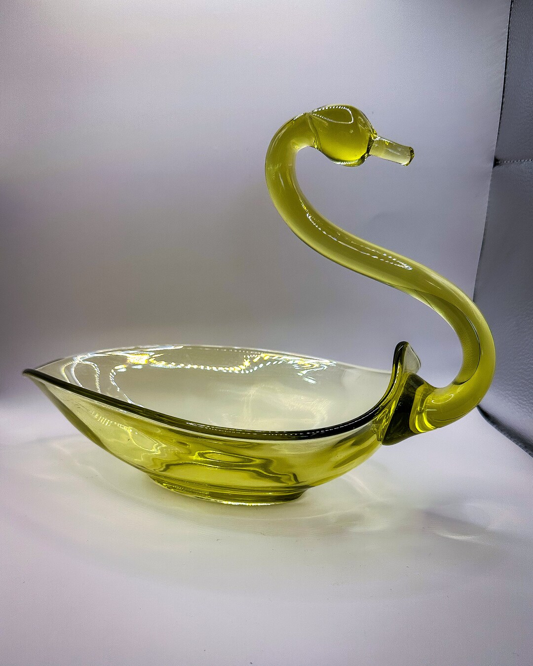 Vintage Citron Yellow Glass Swan Candy Dish - Etsy