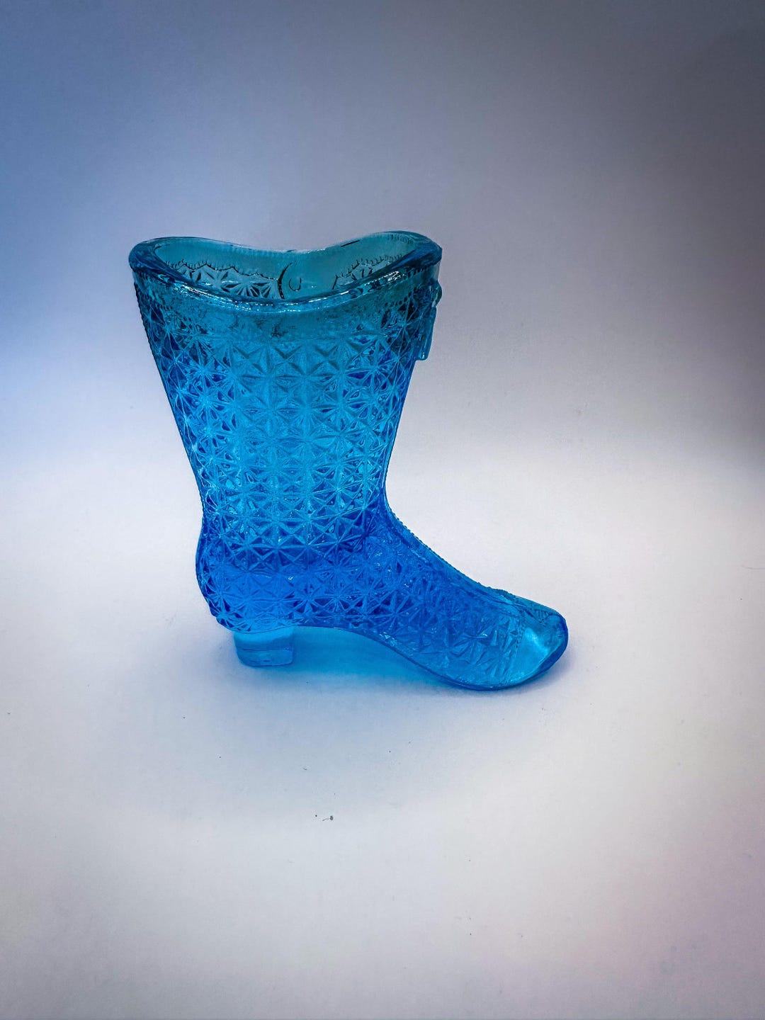 Vintage Blue Glass Boot Daisy and Button - Etsy