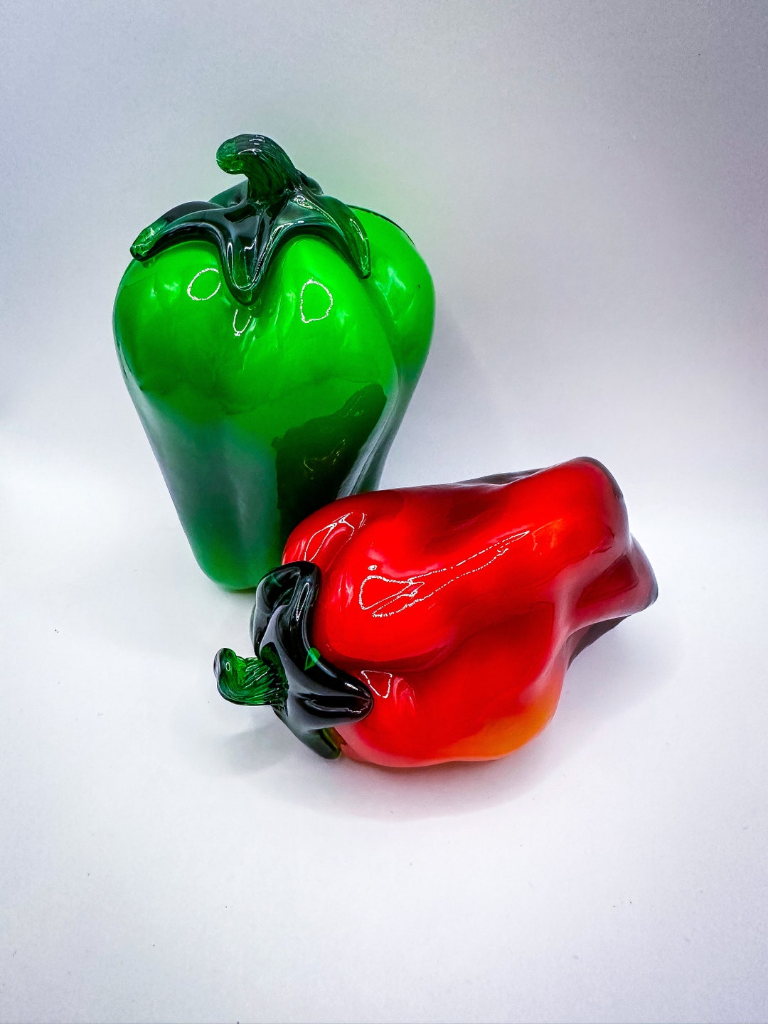 Vintage Glass Murano Style Red and Green Bell Peppers - Etsy