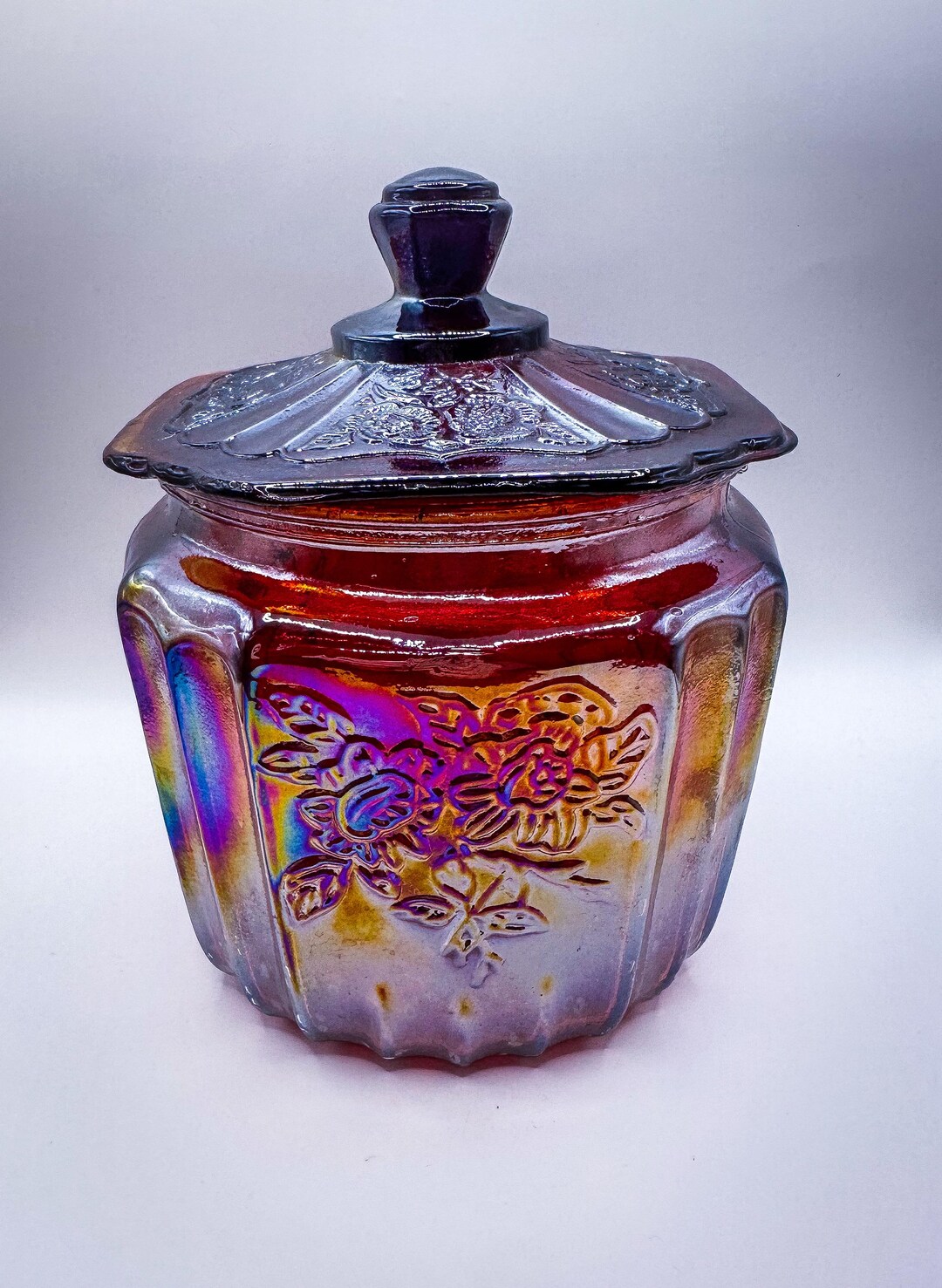 Vintage Carnival Red Mayfair Glass Biscuit Jar - Etsy