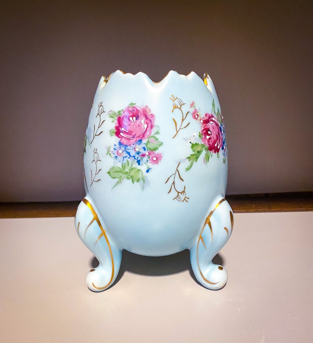 Vintage Napco Footed Light Blue Easter Egg Vase - Handpainted - Etsy