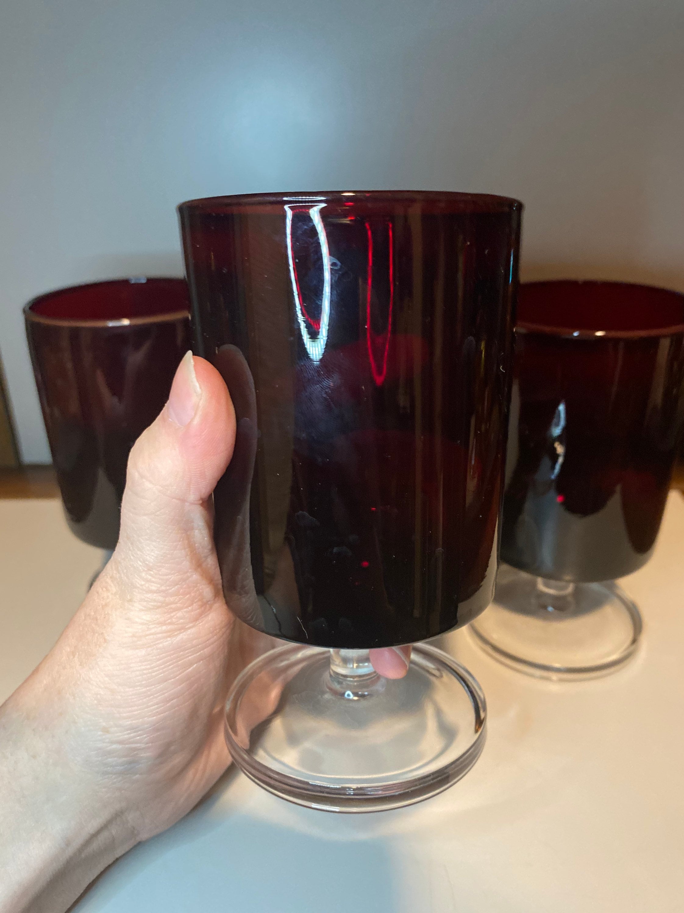 Vintage Luminarc Cavalier Ruby Red Glasses Set of 4 | Etsy