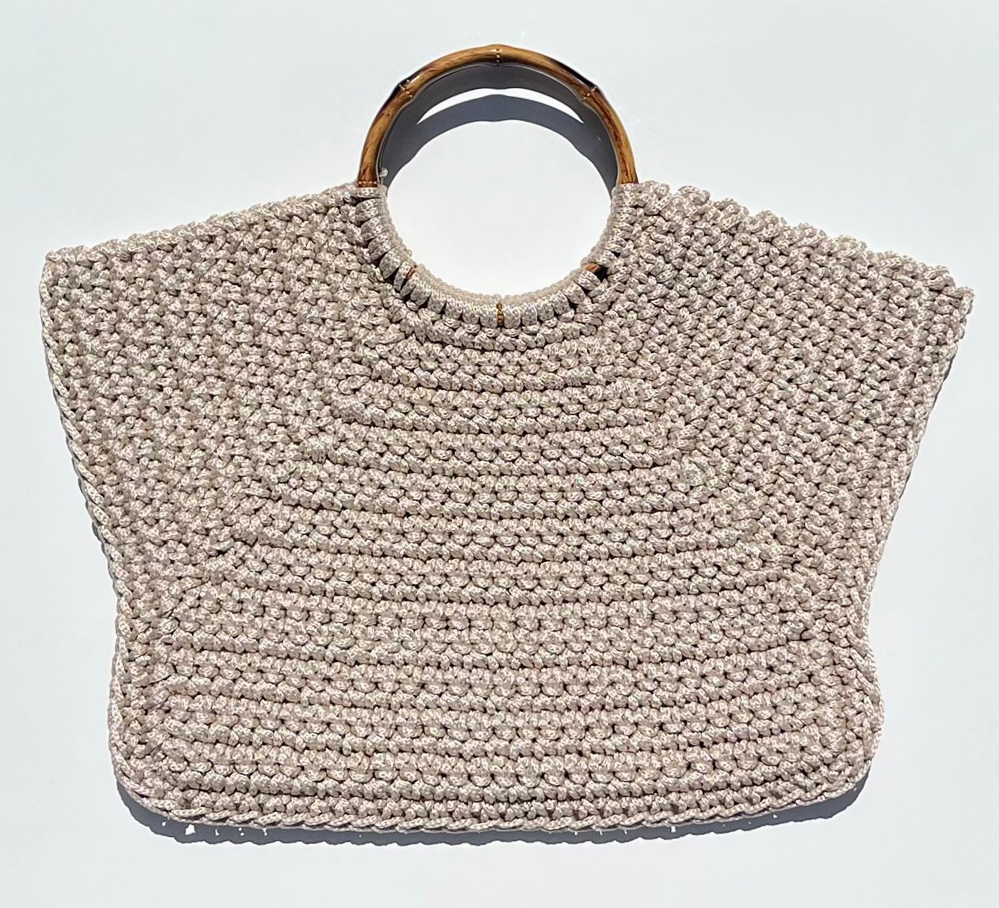 Handmade Crochet Tote, Extra Large Tote, Macrame Tote With Bamboo ...