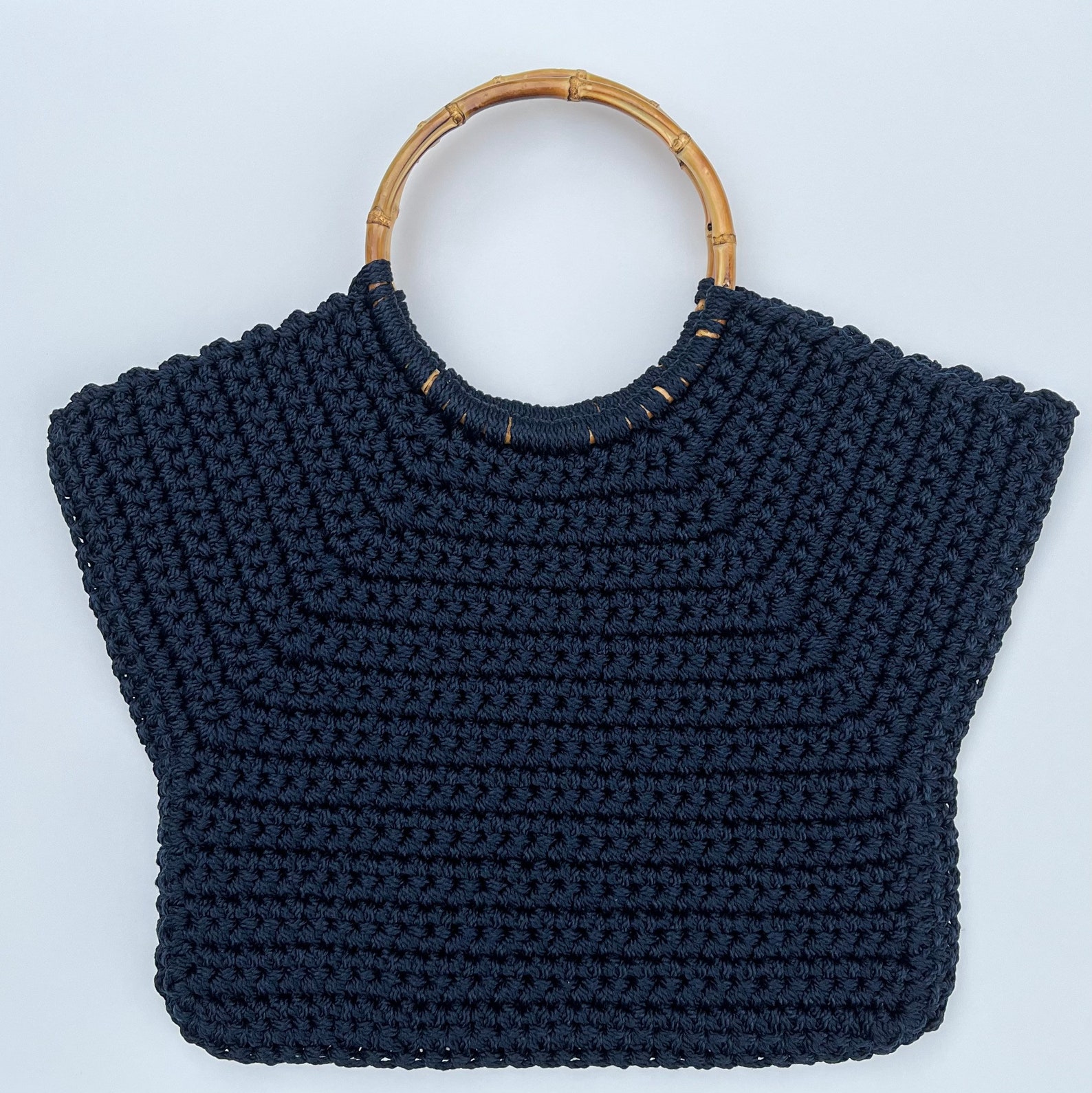 Handmade Crochet Tote, Extra Large Tote, Macrame Tote With Bamboo ...