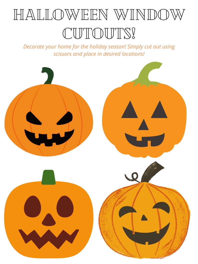 Halloween Printable Home Decor, Halloween Paper Cutouts, PDF Digital ...