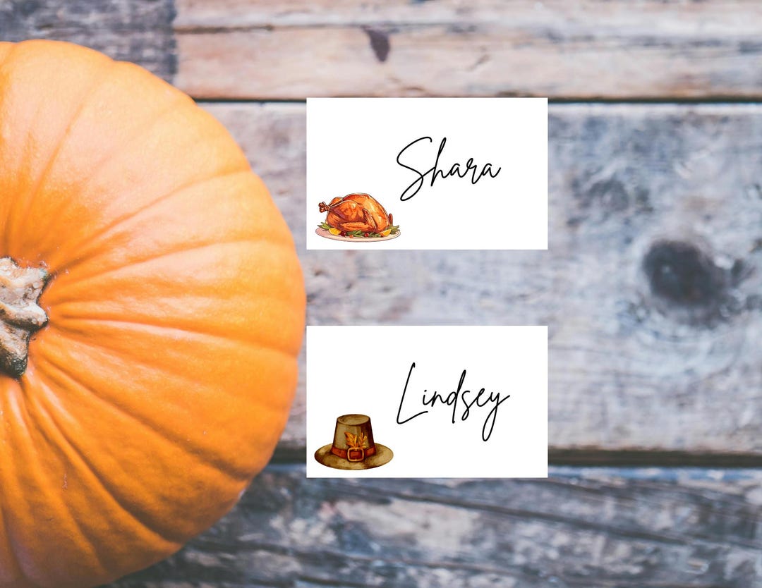 Thanksgiving Place Cards Printable PDF | Fall Name Tags for Family ...