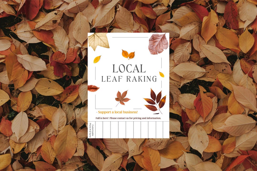 Personalized Leaf Raking Business Flyer, DIGITAL DOWNLOAD, Removable ...