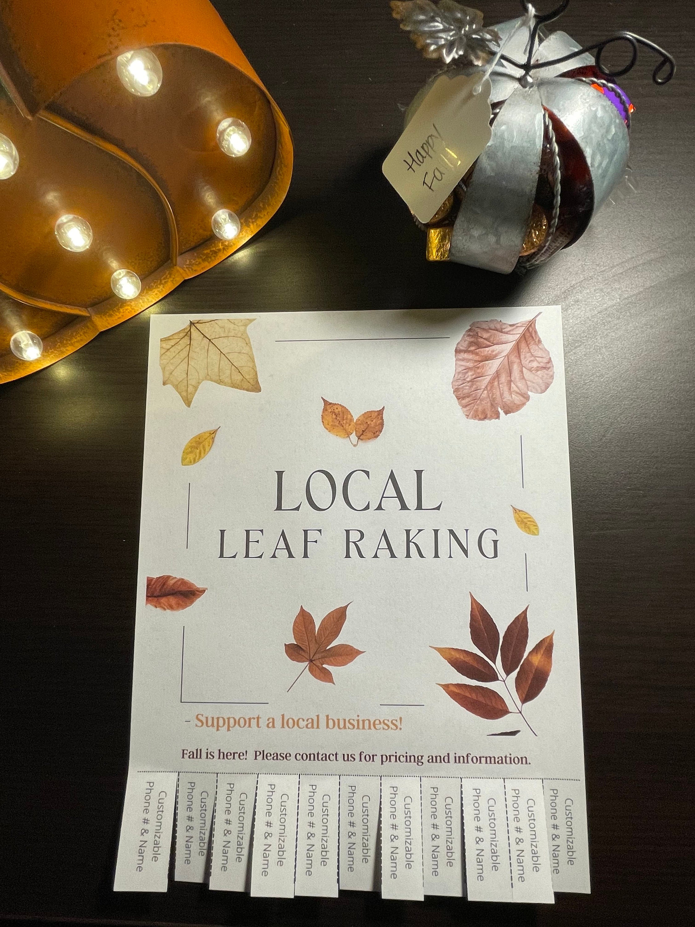 Personalized Leaf Raking Business Flyer, DIGITAL DOWNLOAD, Removable ...