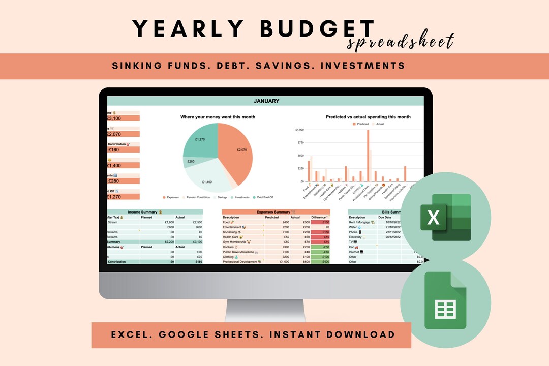 Student Monthly Budget Spreadsheet Google Sheets Excel Budget Tracker ...