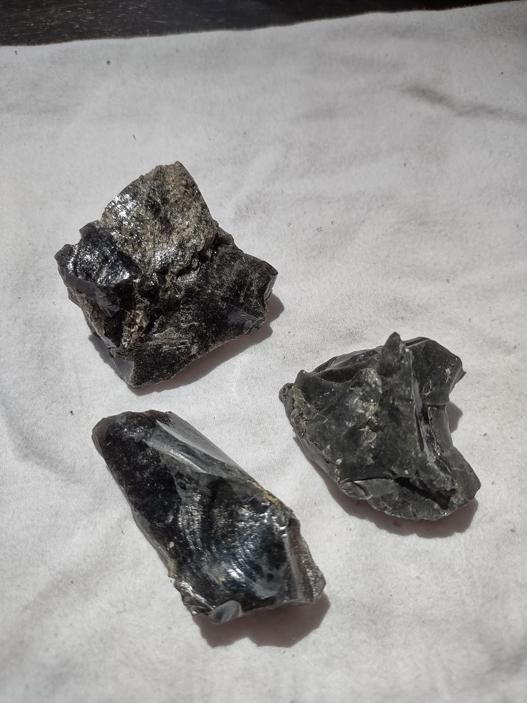 3 Chunks of Black and Dark Gray Obsidian With Pumice Inclusions Mono ...
