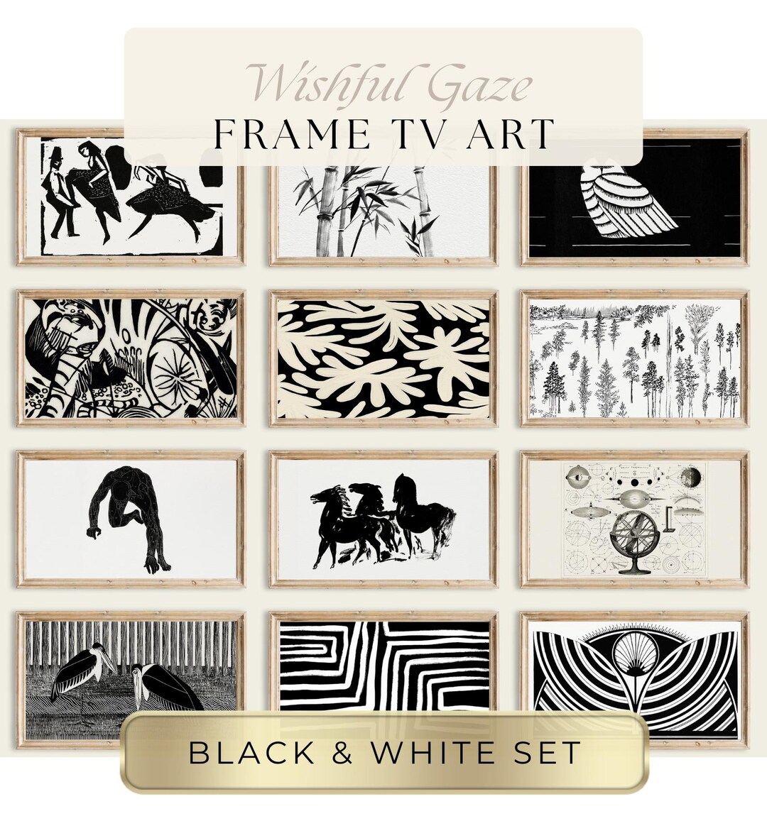 Samsung Frame TV BLACK & WHITE Bundle, Frame Tv Art Dark Collection ...