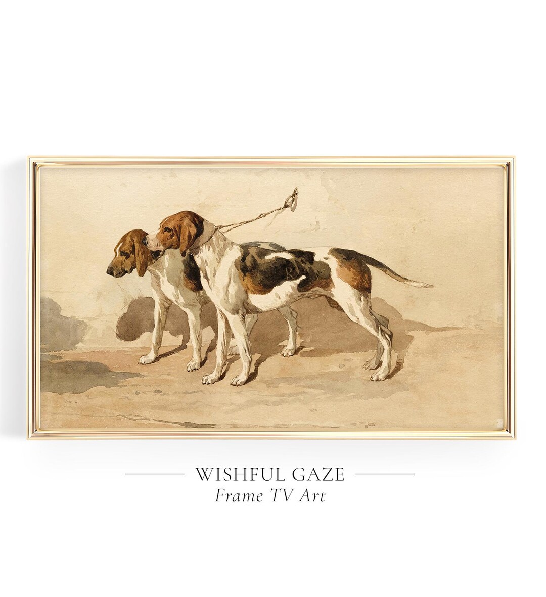 Vintage Beagle Painting, Antique Hound Dog Art for Samsung Frame TV ...