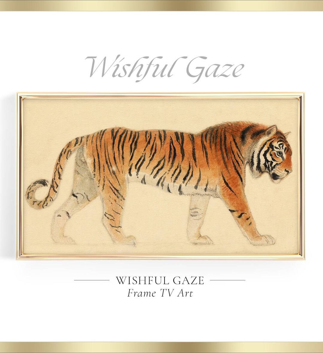 Samsung Frame TV Art Tiger, Frame TV Vintage Tiger Painting, Frame TV ...