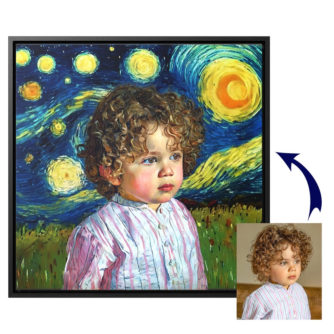 Custom Portrait, Van Gogh Starry Night Inspired, From Your Photo, Print ...