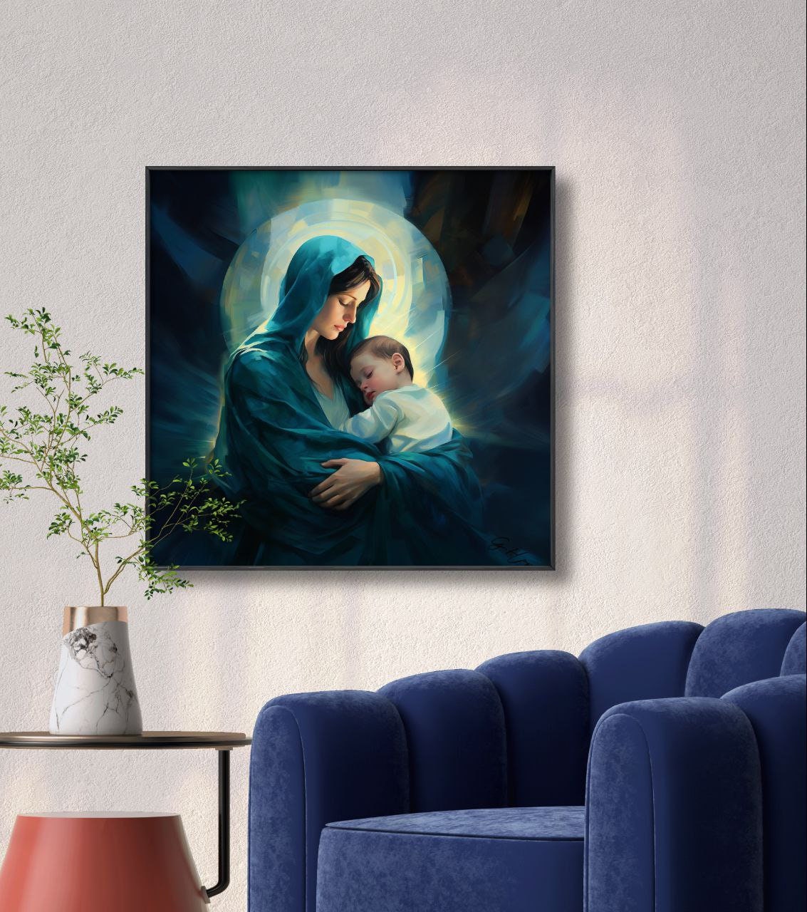 Virgin Mary And Jesus Wall Art Virgin Mary Portrait Canvas Print