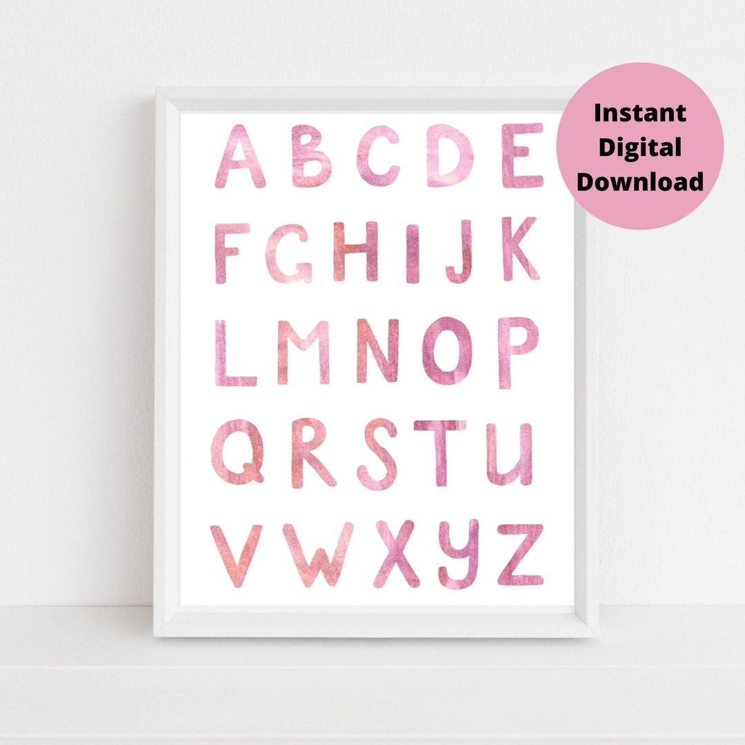 Pink Alphabet Wall Art, ABC Printable, Girls Alphabet Print ...