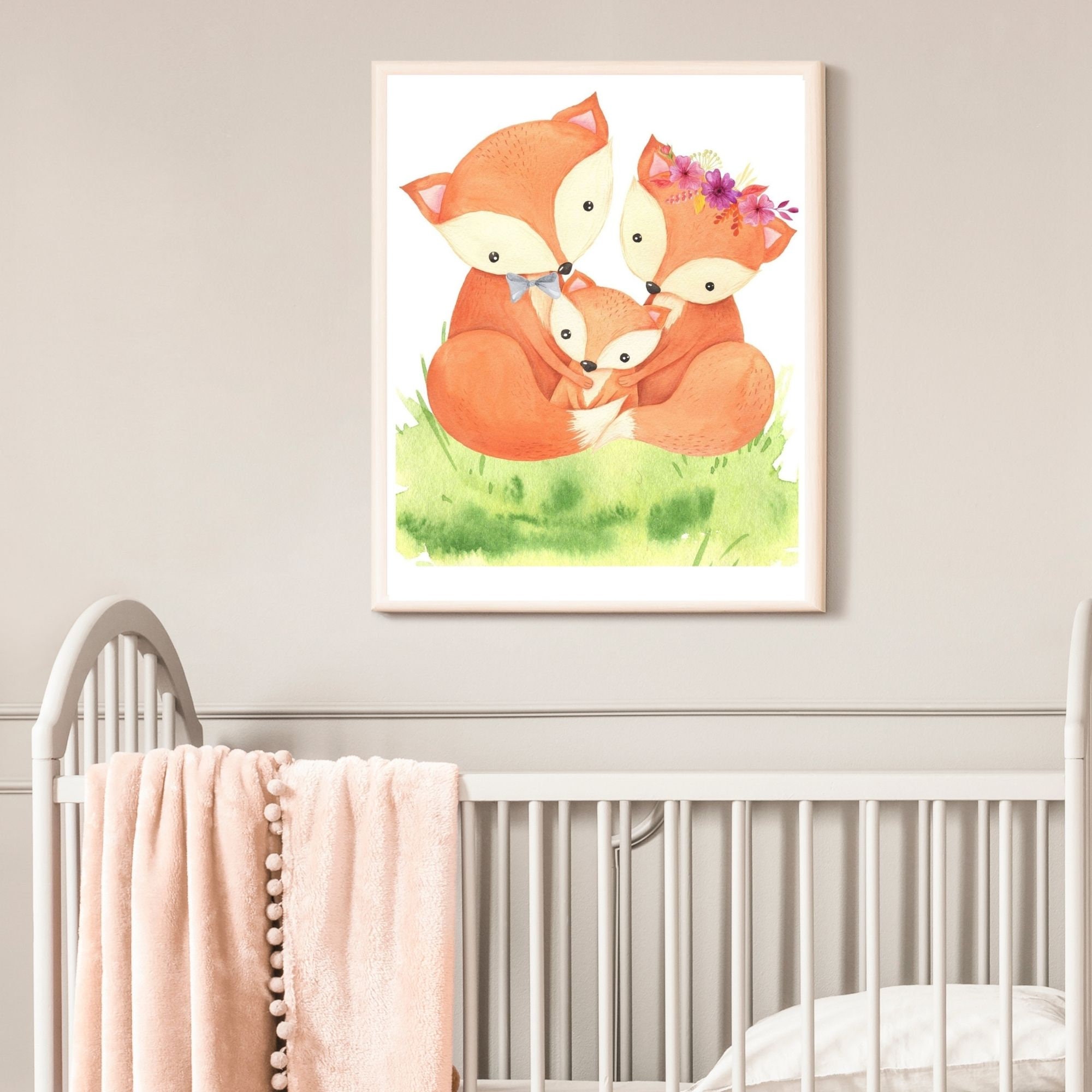 FOX Family Print 8x10 Woodland Animals Instant Download - Etsy