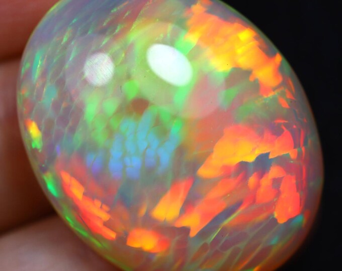Honeycomb 37.54cts Natural Rainbow Splash Ethiopian Large Opal, Bright ...