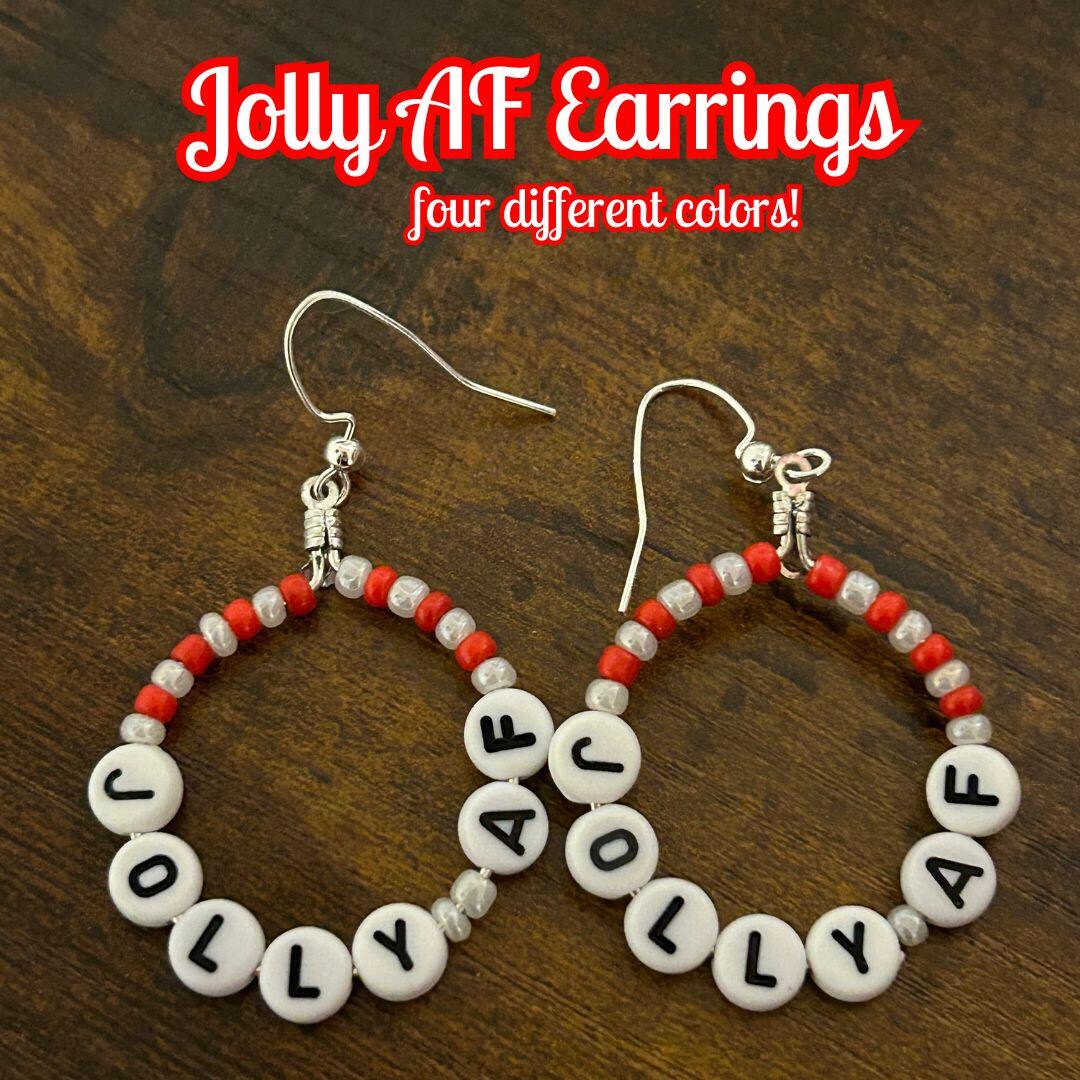 Jolly AF Beaded Holiday Hoop Earrings - Etsy