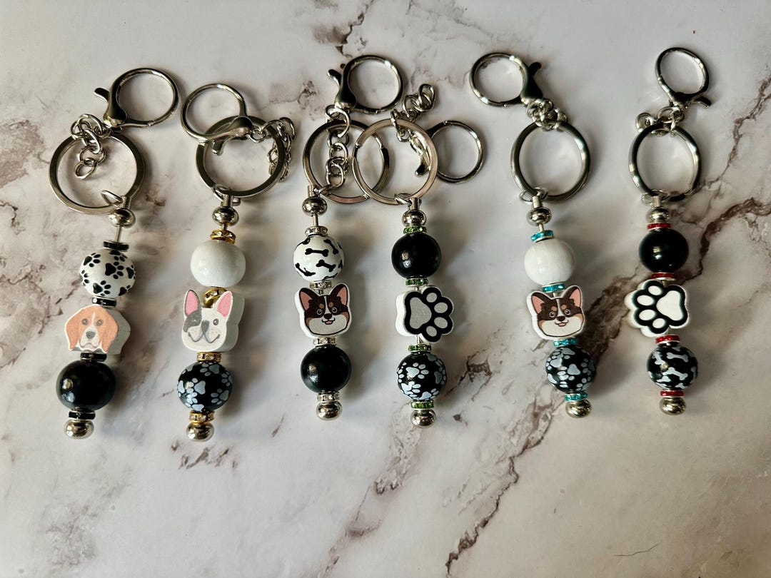 Dog Beaded Keychain - Etsy