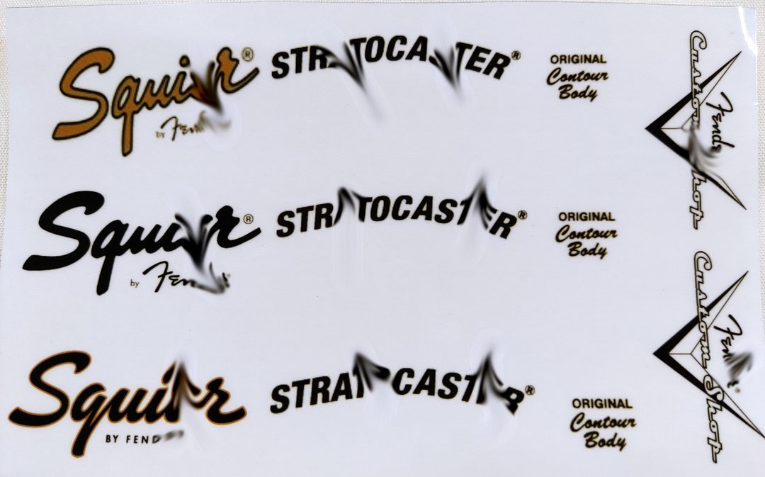 12W Squir Stratcastr WATERSLIDE DECAL Multi Headstock Logo Tri Wave New ...