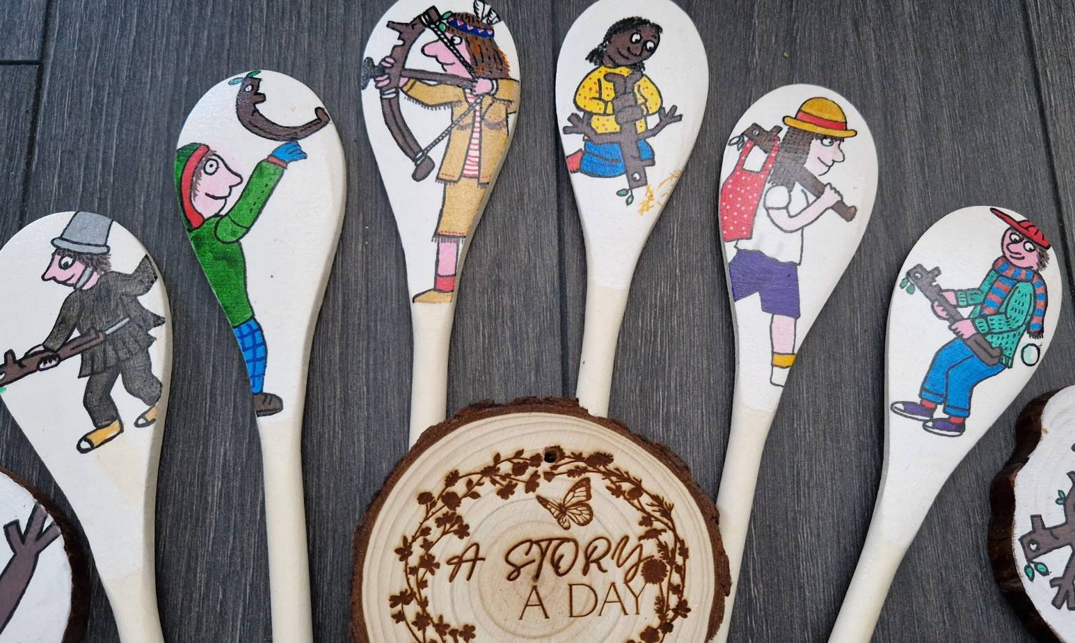 Stickman Inspired Story Log and Spoon Set. Story Bag. Story Basket ...