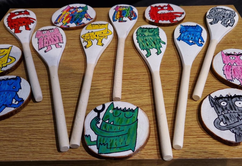 The Colour Monster Inspired Story Set. Story Spoons and Story Logs - Etsy
