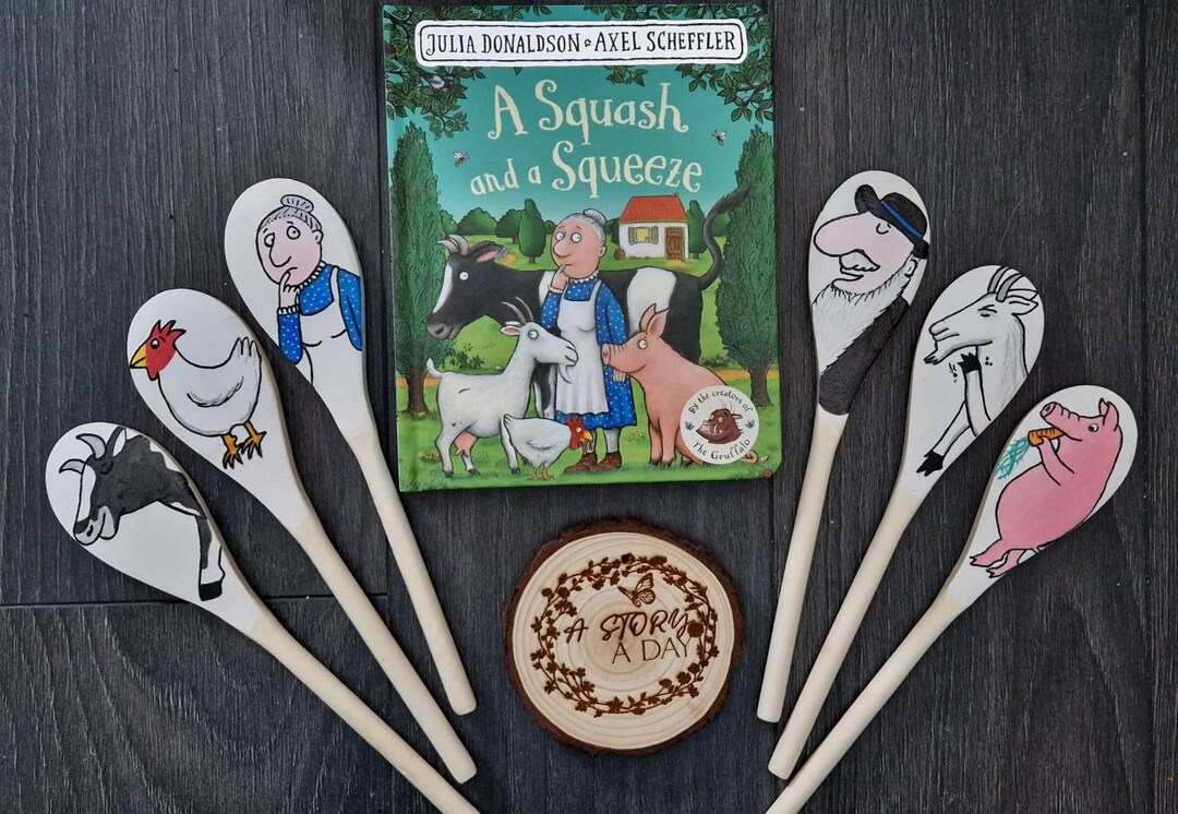A Squash and a Squeeze Inspired Story Spoons. Hand Painted Wooden ...