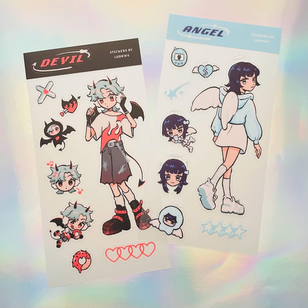 Angel and Devil OC Sticker Sheets - Etsy