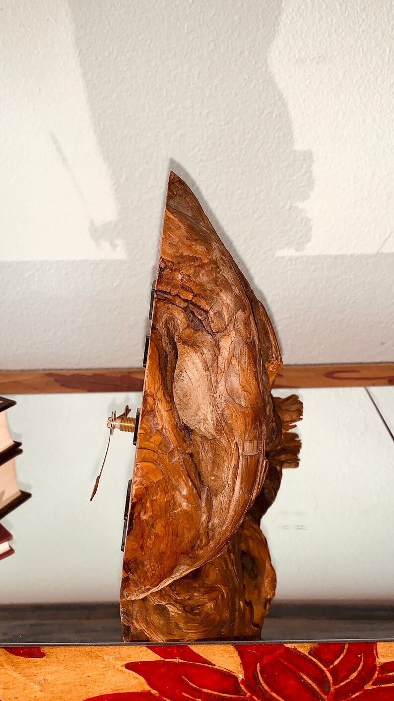 Vintage Quartz Cypress Wood Slab Mantel Clock - Home Decor - Mid ...