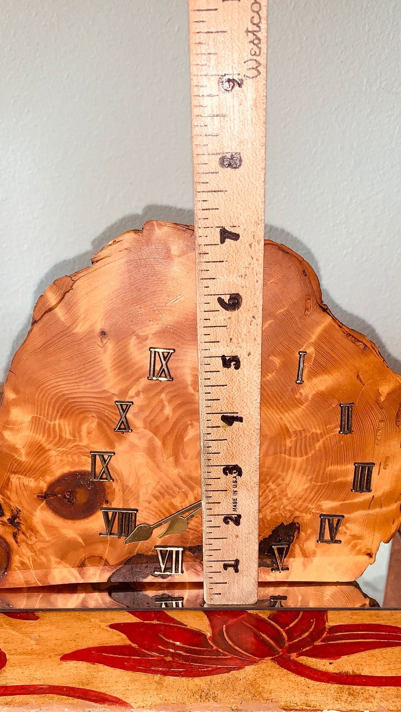 Vintage Quartz Cypress Wood Slab Mantel Clock - Home Decor - Mid ...