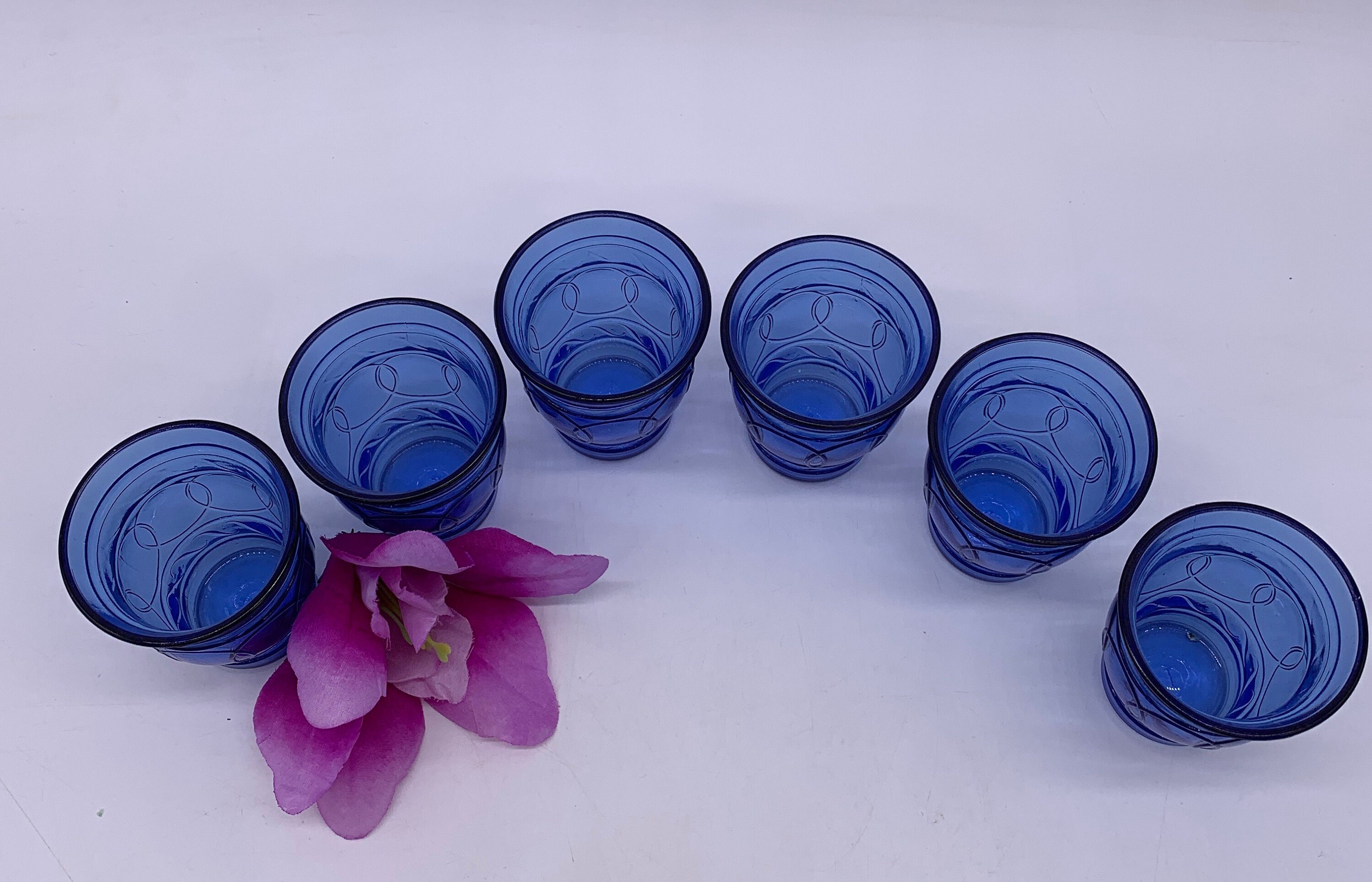 1930s Hazel Atlas Ritz Blue Depression Glass Shot Glasses (6) Blue ...