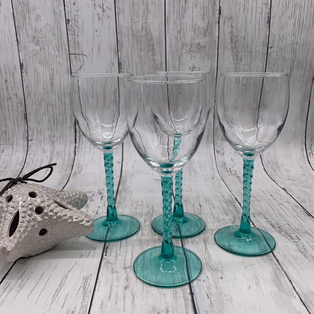 Cristal Darques Durand Aqua Twist Stem Wine Glasses - Etsy