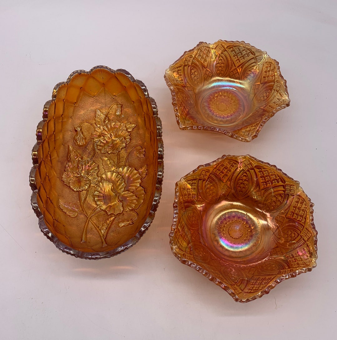 Vintage Imperial Glassware Marigold Cranvail Glass Candy Dish ...