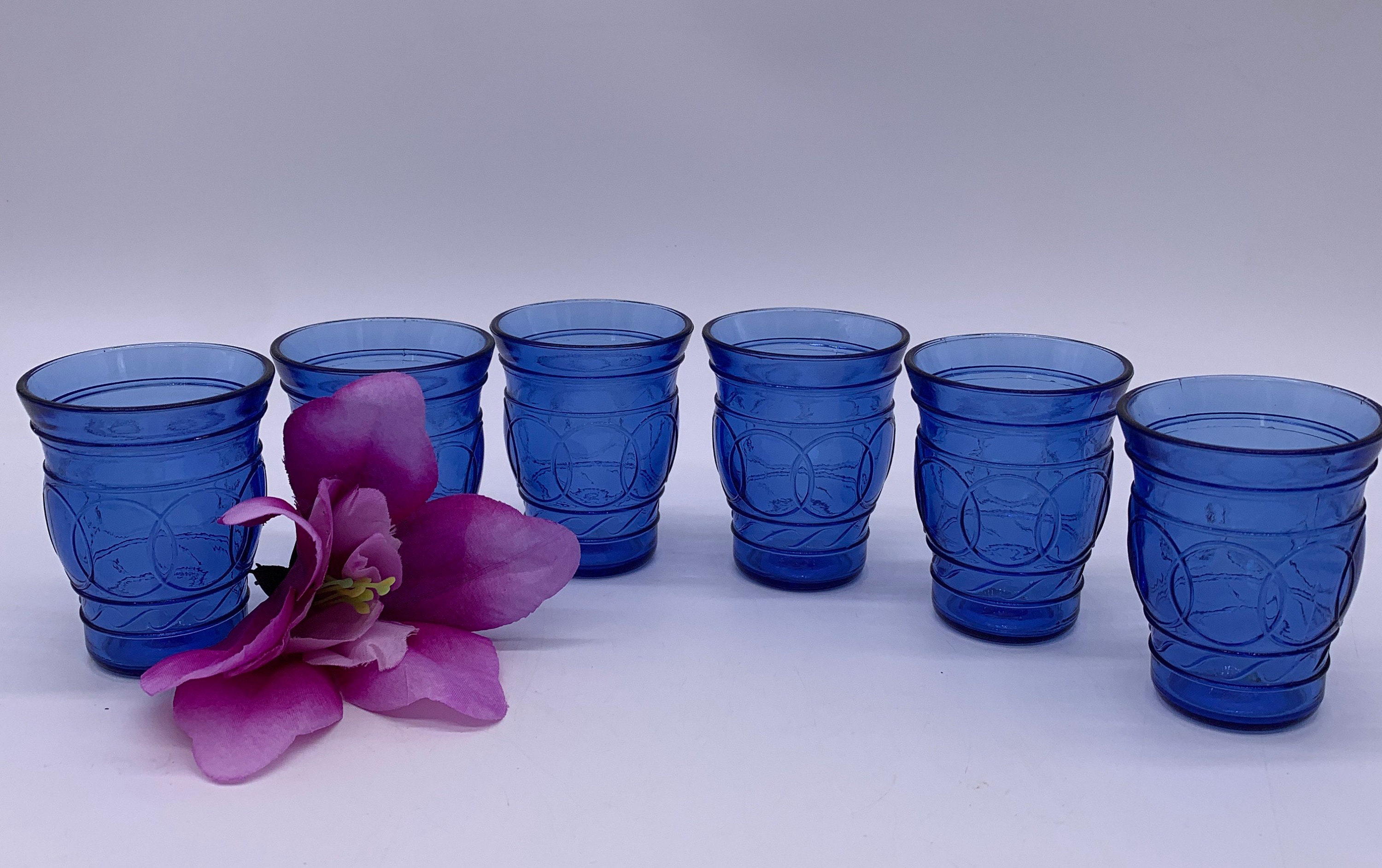 1930s Hazel Atlas Ritz Blue Depression Glass Shot Glasses (6) Blue ...