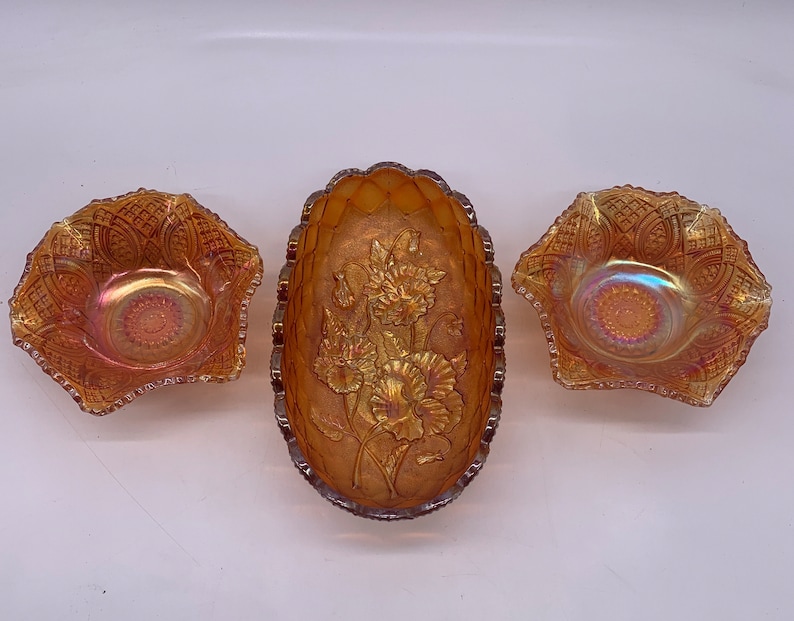 Vintage Imperial Glassware Marigold Cranvail Glass Candy Dish ...