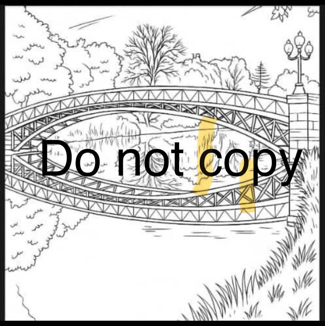 Scenic Bridge Coloring Page - Printable Adult Coloring Sheet - Digital ...