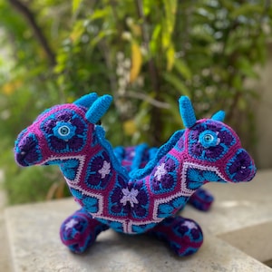 African Flower Two Head Dragon Crochet Pattern, Amigurumi PDF Ebook ...