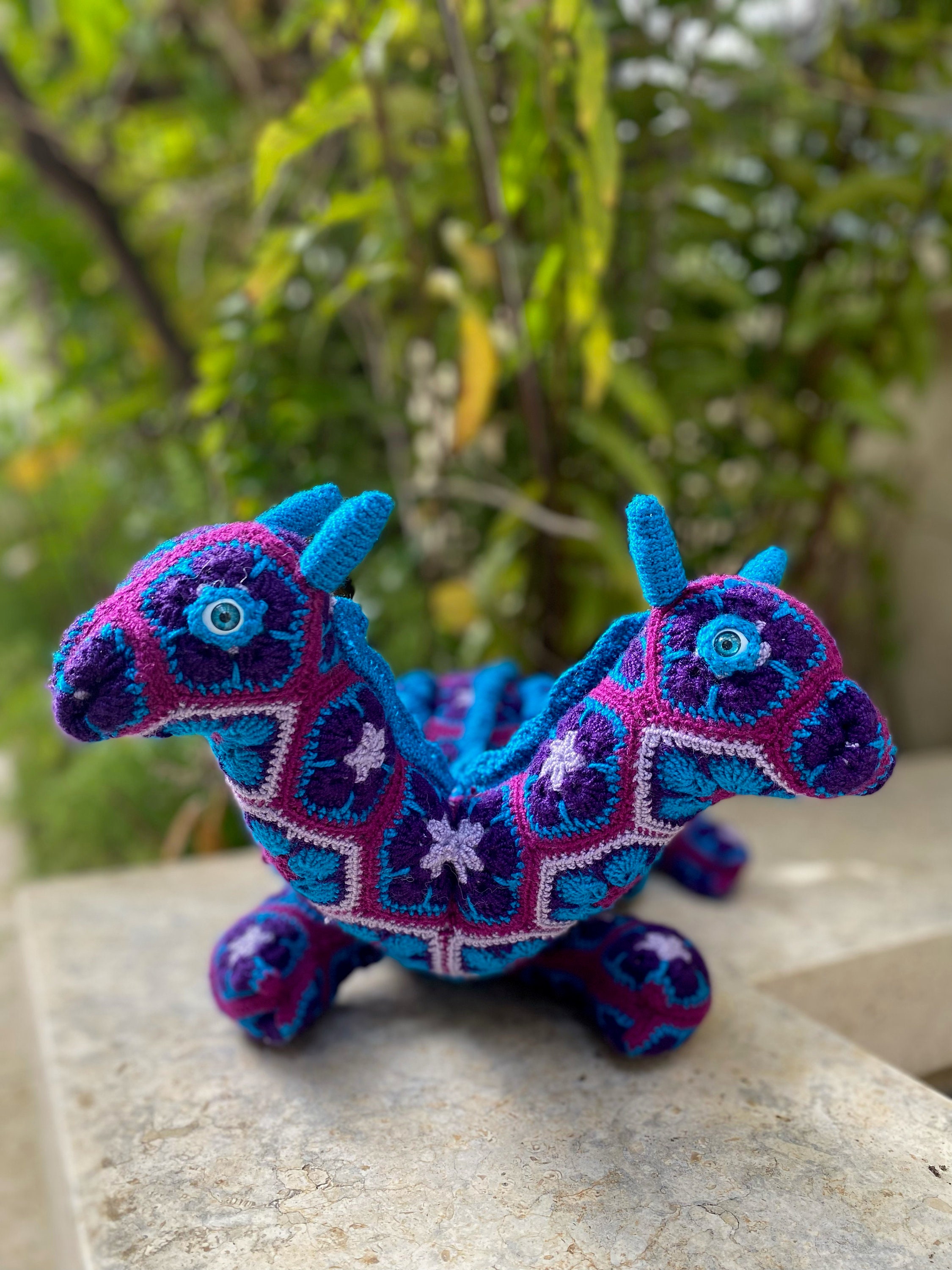 African Flower Dragon Crochet Pattern Amigurumi Two Head - Etsy UK
