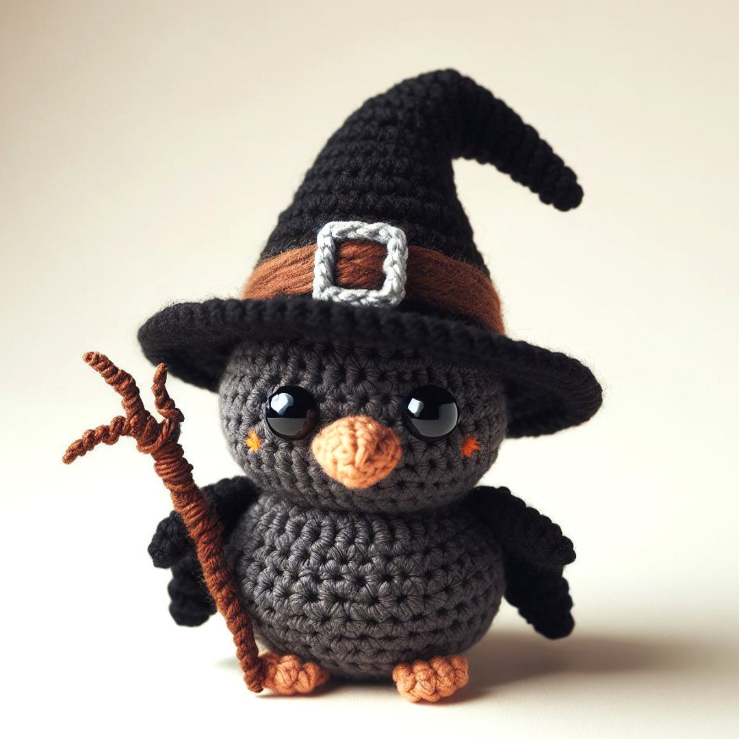 Crow Wizard Crochet Pattern , Amigurumi Mini Magical Raven Crochet PDF ...