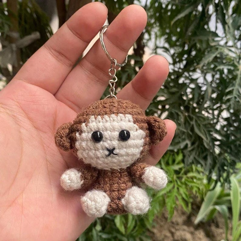 Keychain Tiny Monkey Crochet PDF Pattern , 2.5 Inches Amigurumi Monkey ...