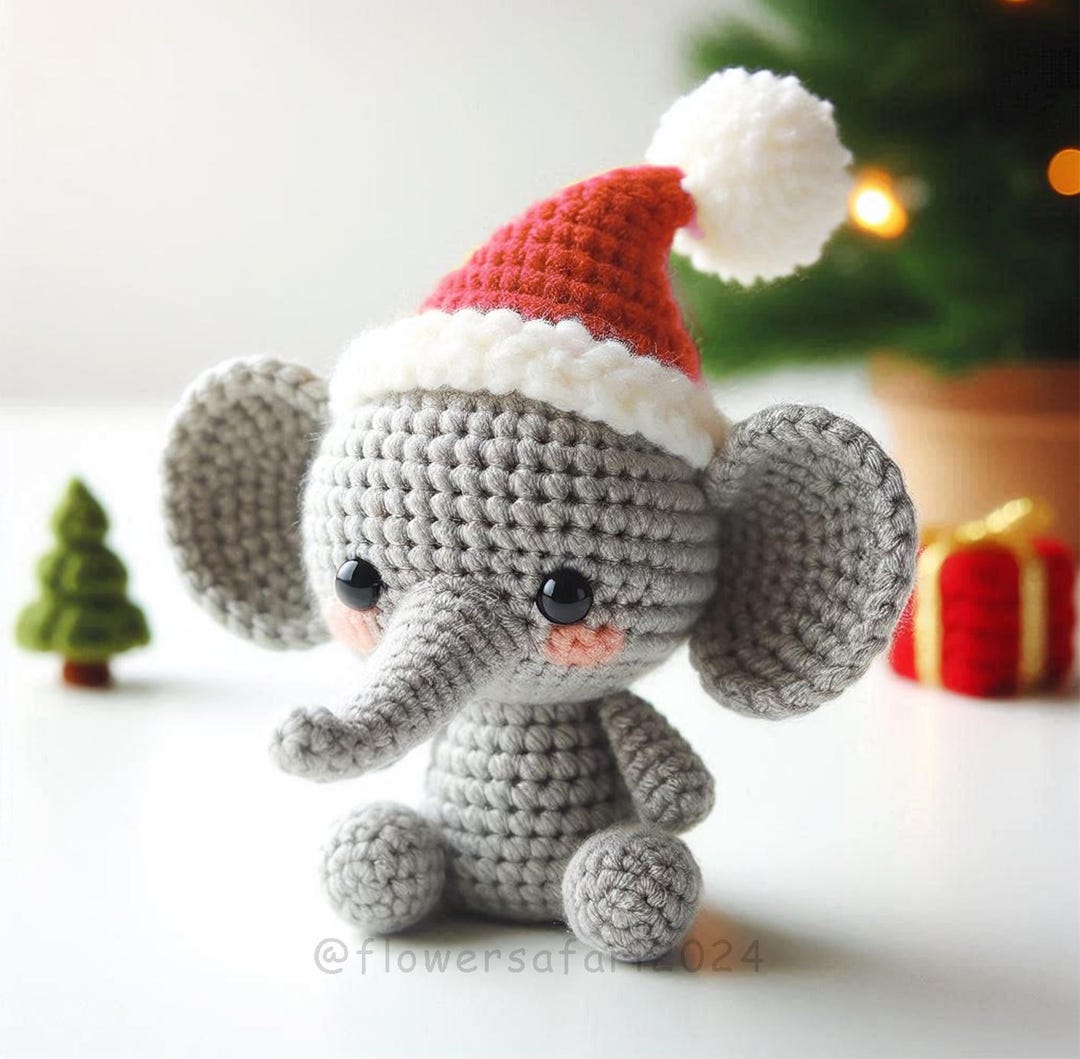 Christmas Elephant Crochet Pattern , Amigurumi Santa Jungle Animal ...