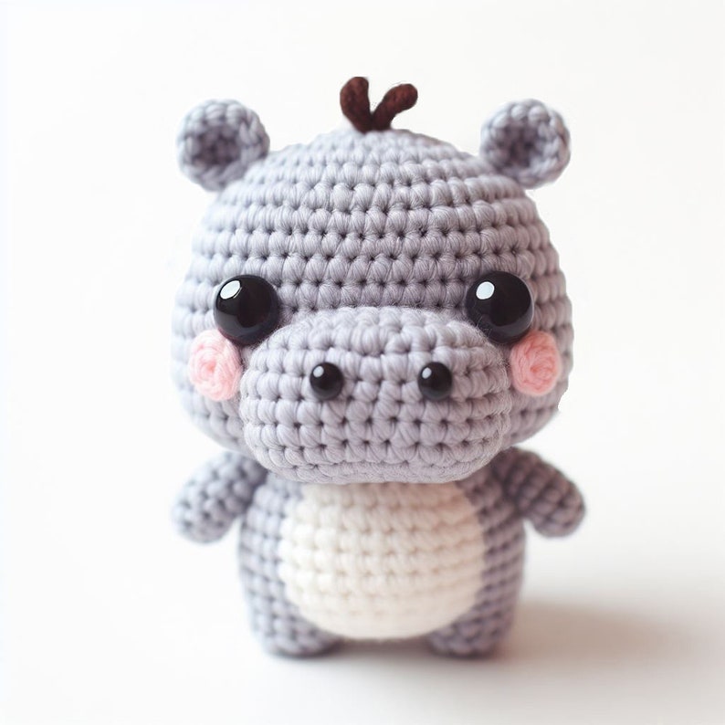 Tiny Hippo Crochet Pattern, Amigurumi Animal PDF (beginner) - Etsy
