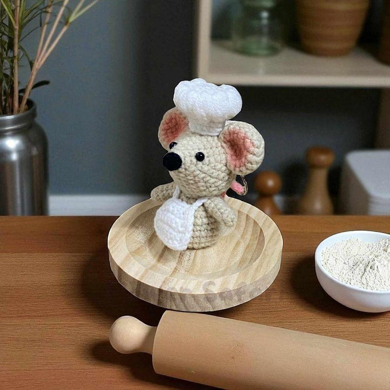 Mouse Chef Key Crochet PDF Pattern , Amigurumi Wizard Pet Mouse Funny ...