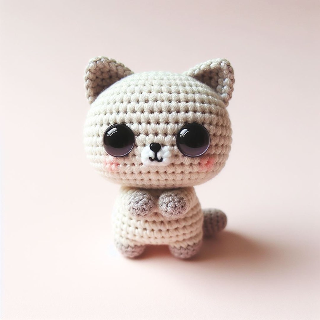 Mini Cat Crochet Pattern , Amigurumi Small Animal With Big Eyes Crochet ...
