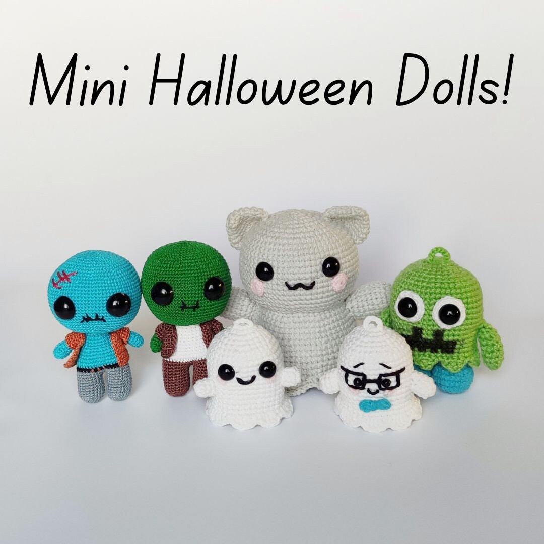 Mini Halloween Ghosts Crochet Pattern , Amigurumi Small Zombie Monster ...