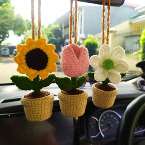 Car Hanging Plant Crochet Pattern Set of 3, Crochet Sunflower Pattern ...