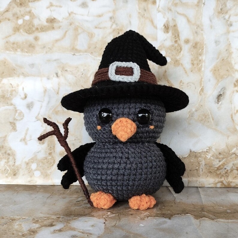 Crow Wizard Crochet Pattern , Amigurumi Mini Magical Raven Crochet PDF ...